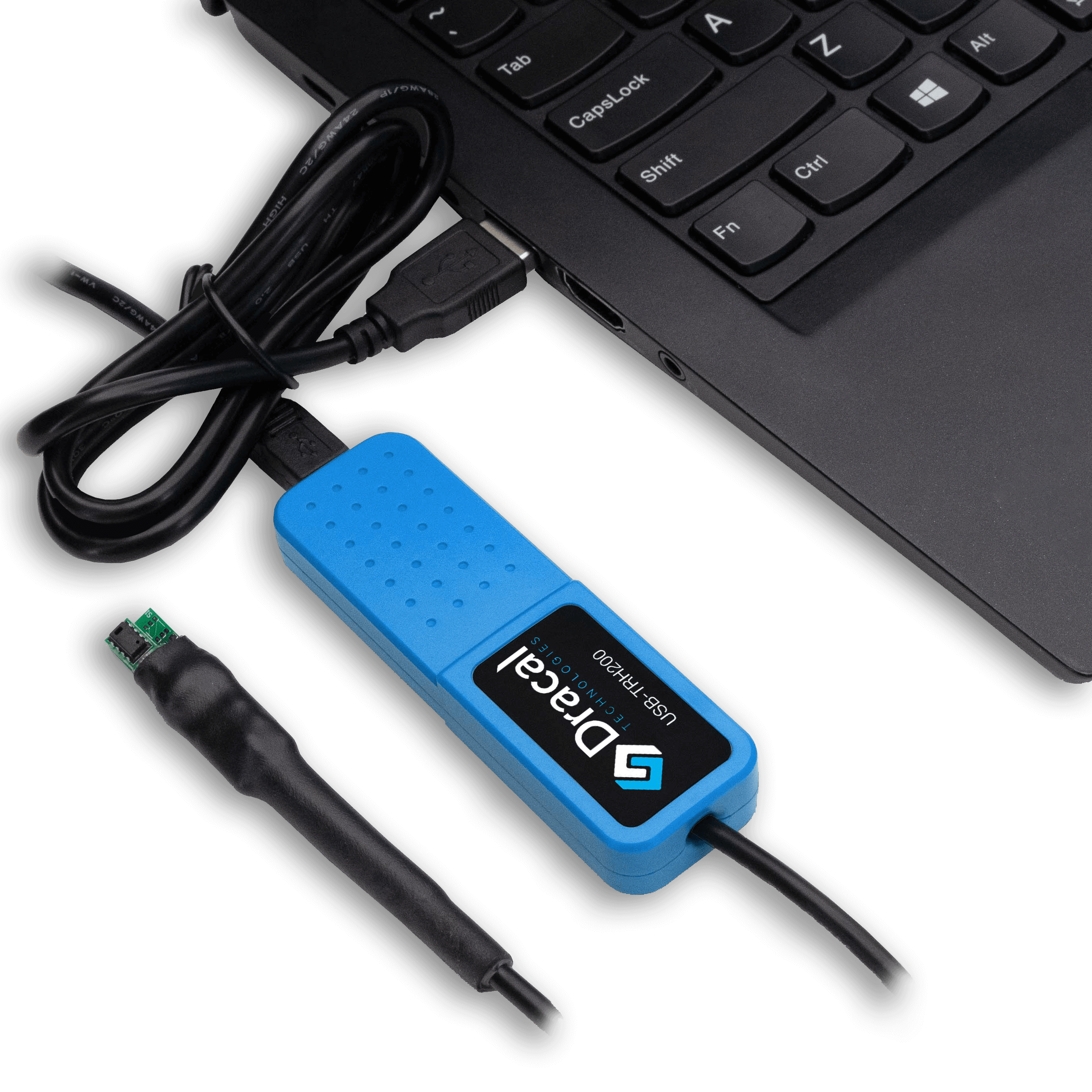 USB temperature and relative humidity sensor, exposed end